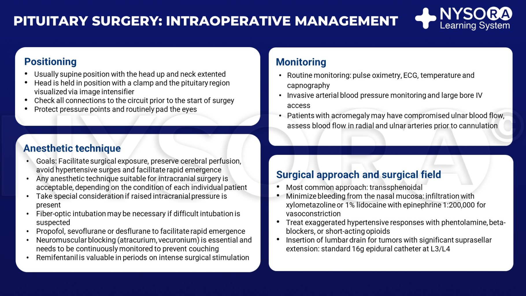 Pituitary surgery intraoperative management - NYSORA | NYSORA