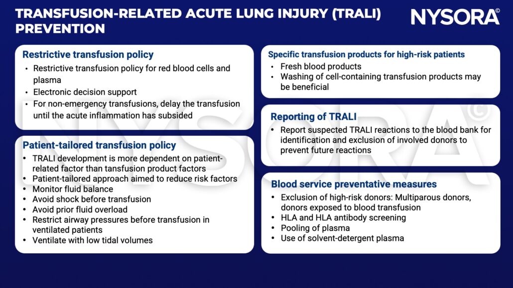 Insuffisance pulmonaire aiguë liée à la transfusion (TRALI) - NYSORA